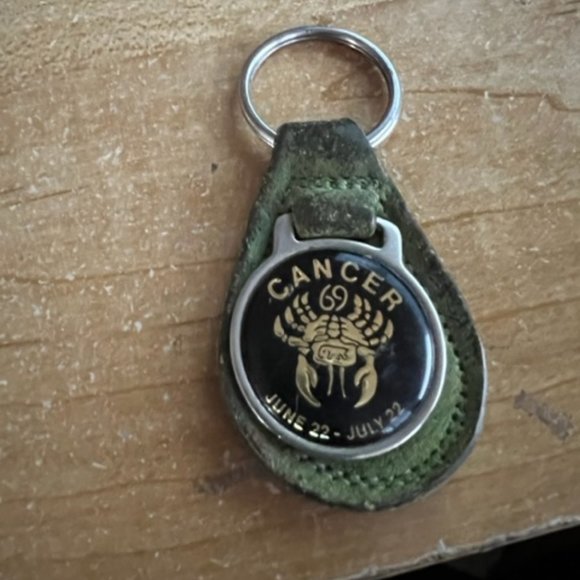 Accessories | Cancer Zodiac Sign On Green Leather Key Chain Used | Poshmark